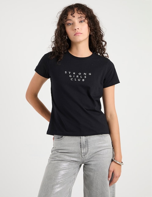 Playera manga corta Metropolis cuello redondo para mujer 1