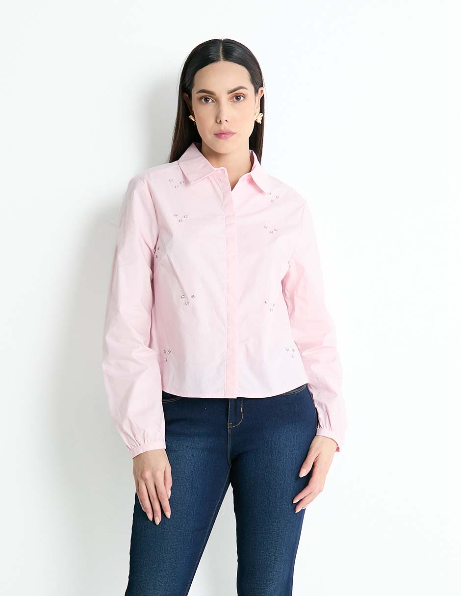 Blusa Metropolis manga larga para mujer